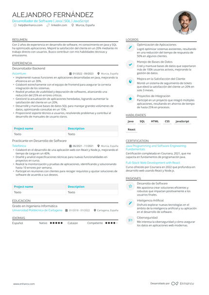 CV Desarrollador de Software: +20 Plantillas y Ejemplos