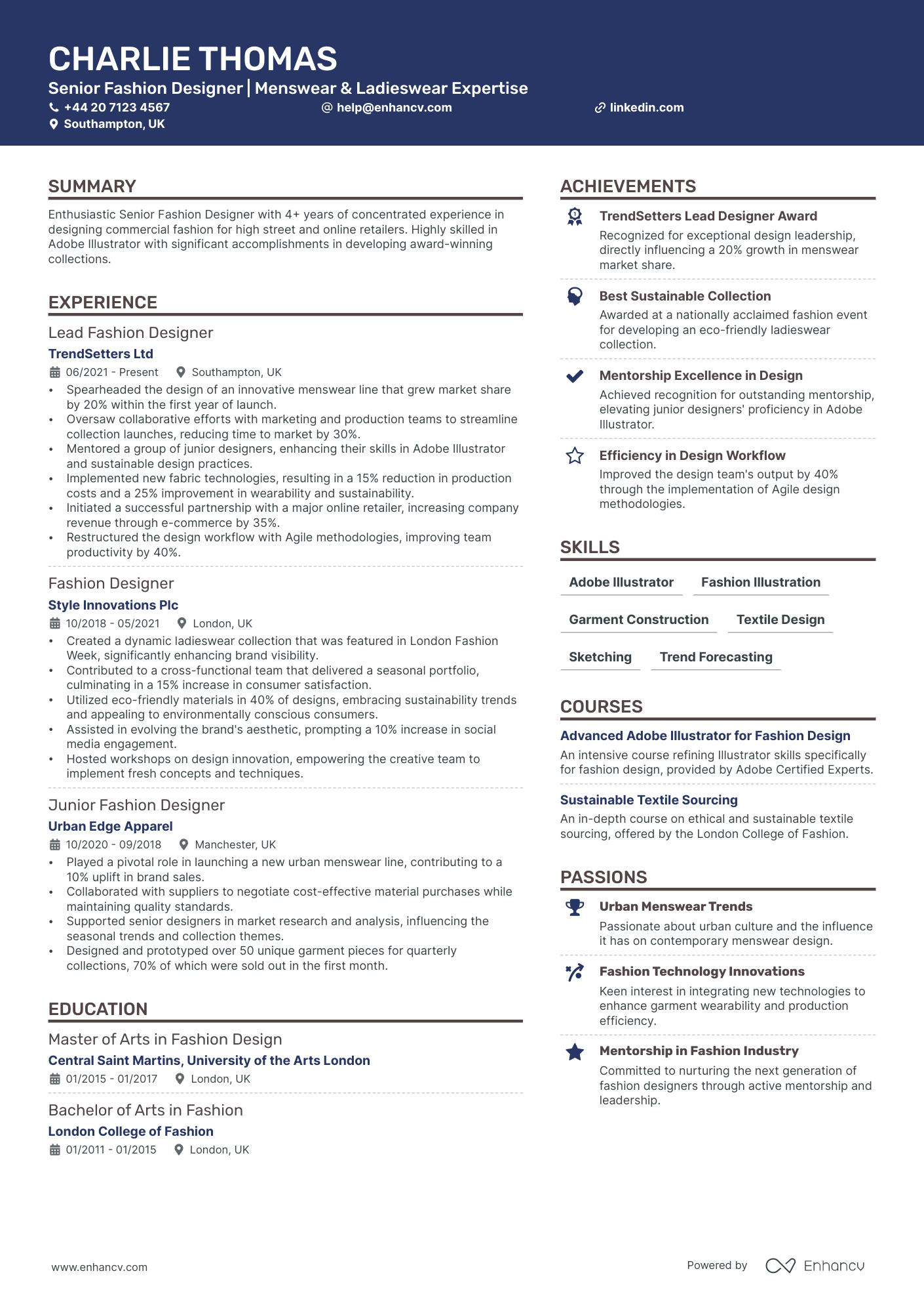 Fashion Designer CV Examples & Guide for 2025