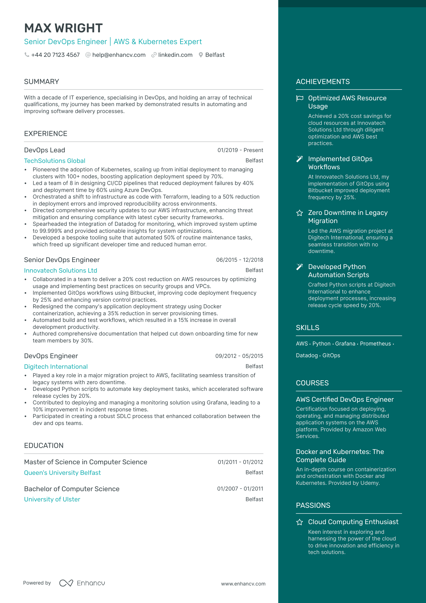 Devops Engineer CV Examples & Guide for 2025