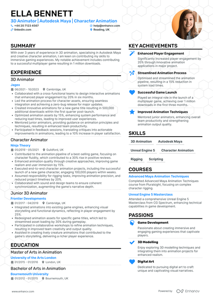 Animator CV Examples & Guide for 2026