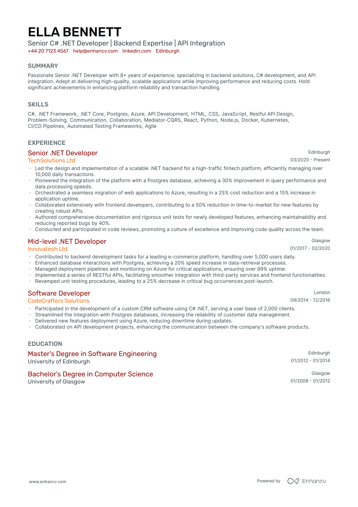 .Net Developer CV Examples & Guide for 2025