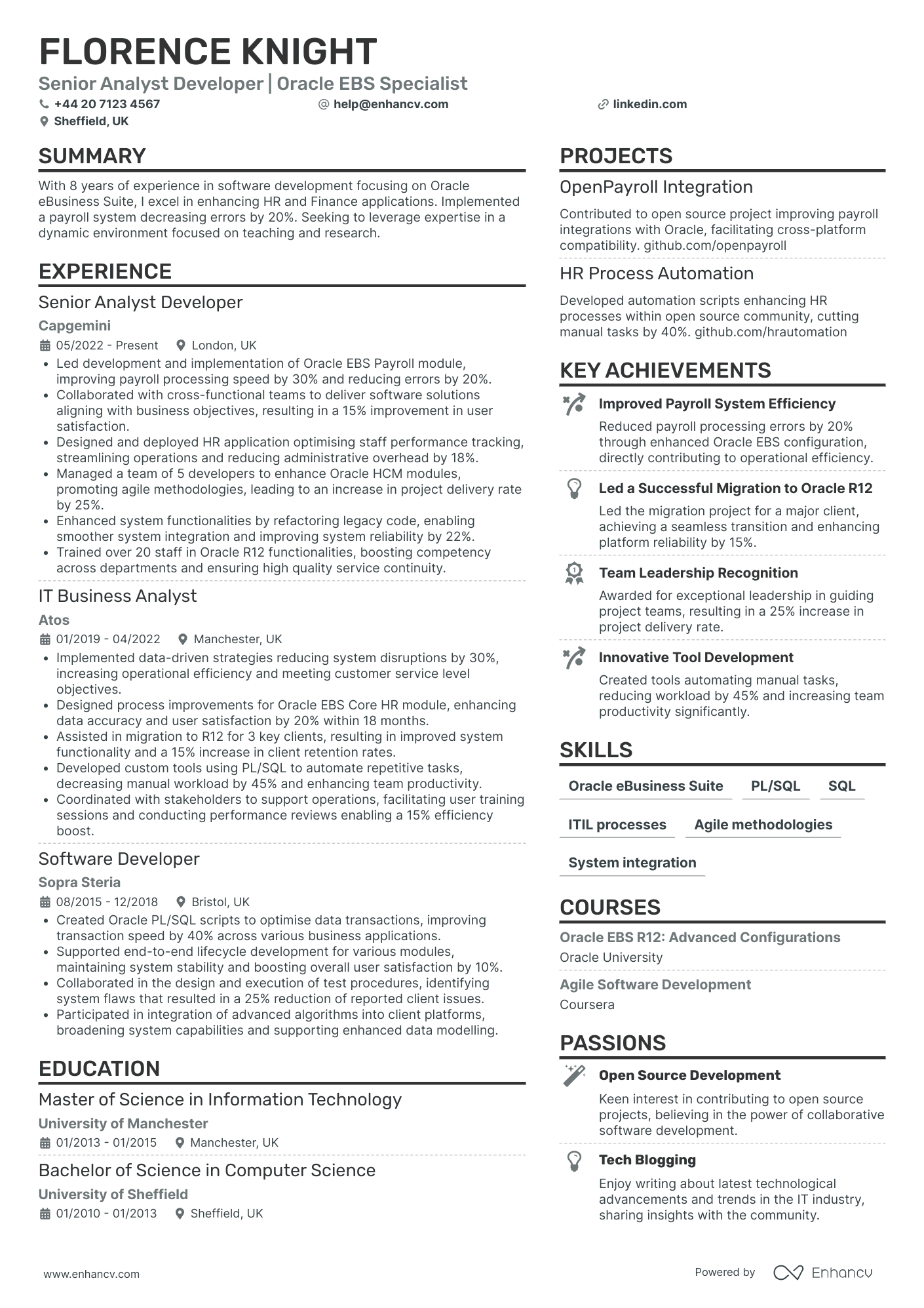 SQL Developer CV Examples & Guide for 2025