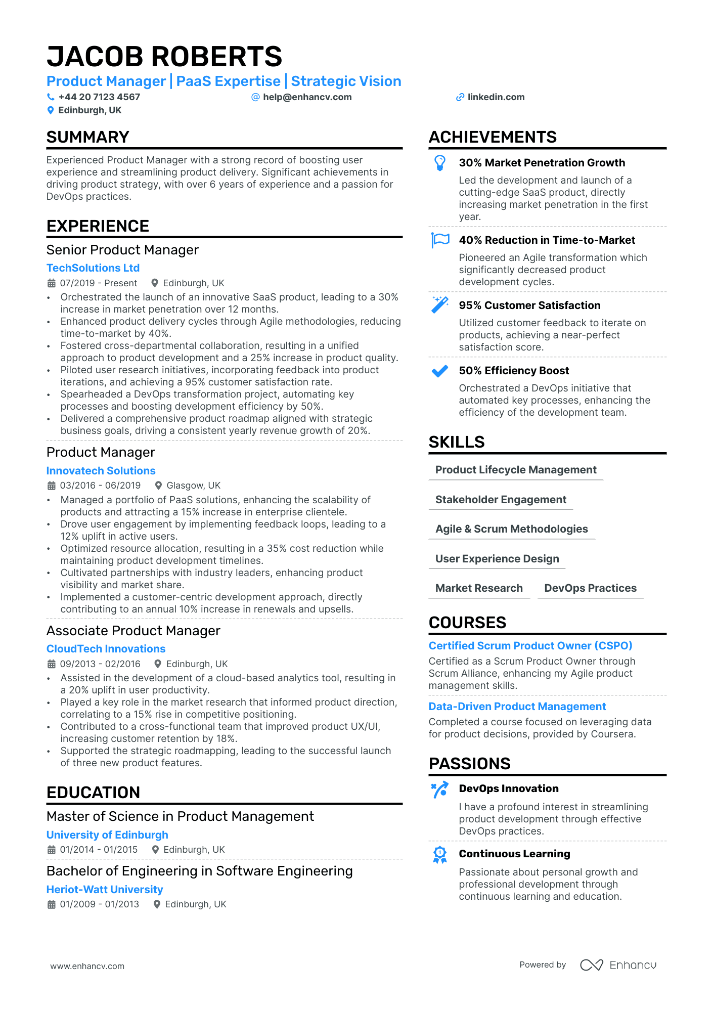 Product Manager CV Examples & Guide for 2024