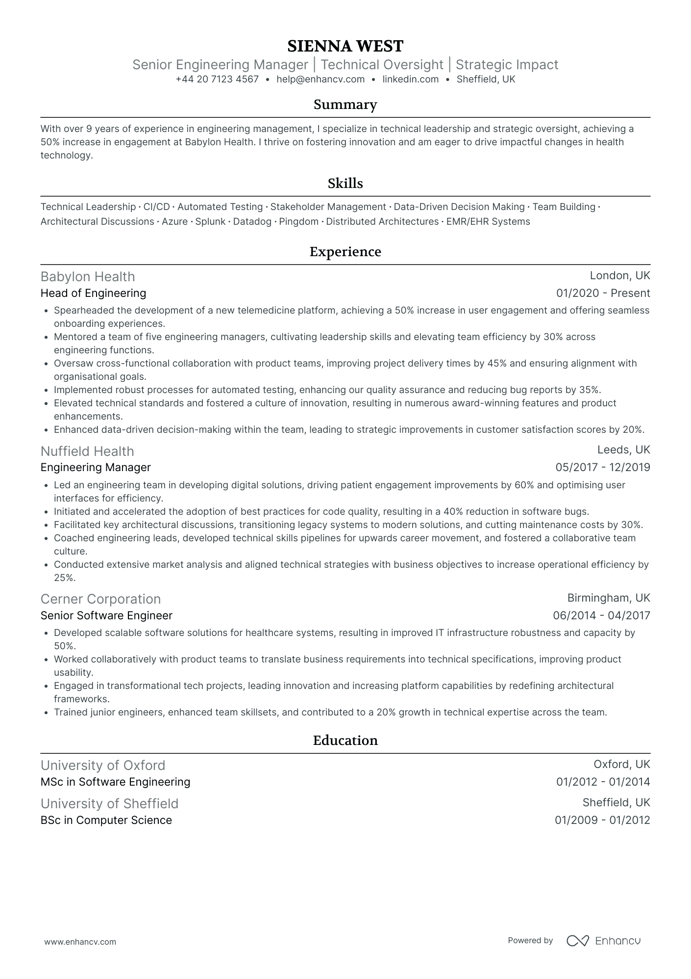 Engineering Manager CV Examples & Guide for 2026