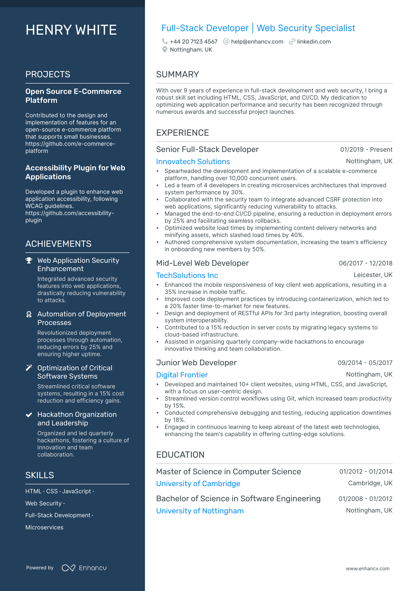 Junior Web Developer CV Examples & Guide for 2025