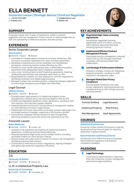 Lawyer CV Examples & Guide for 2026