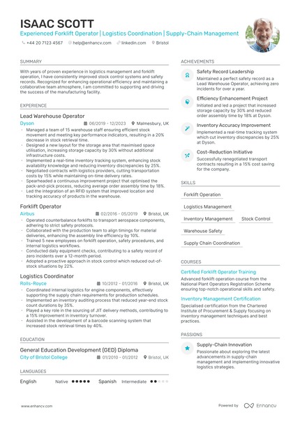 Forklift Operator CV Examples & Guide for 2025