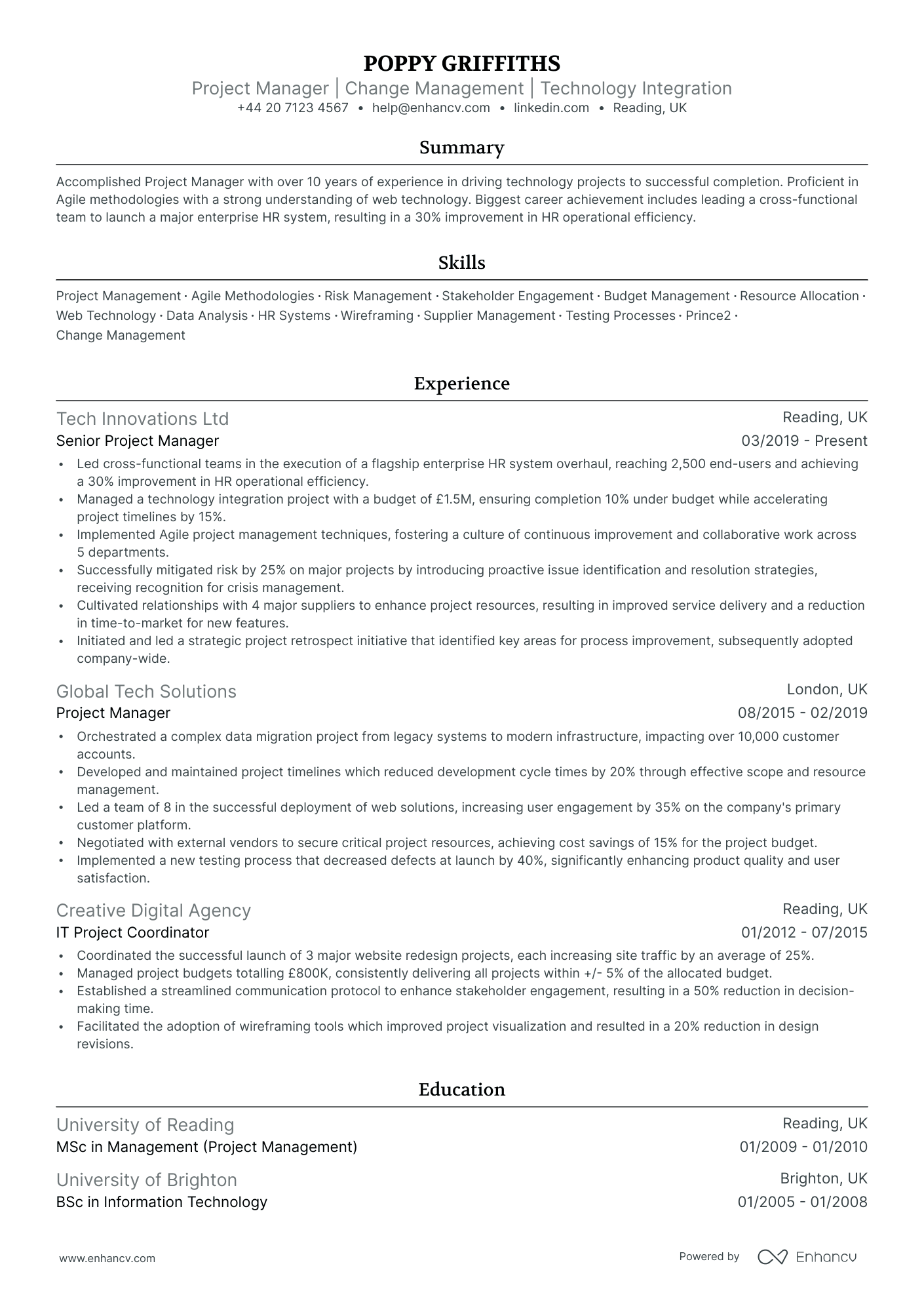 Project Manager CV Examples & Guide for 2025
