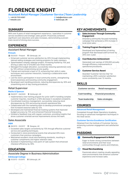 Retail Assistant Manager CV Examples & Guide for 2026
