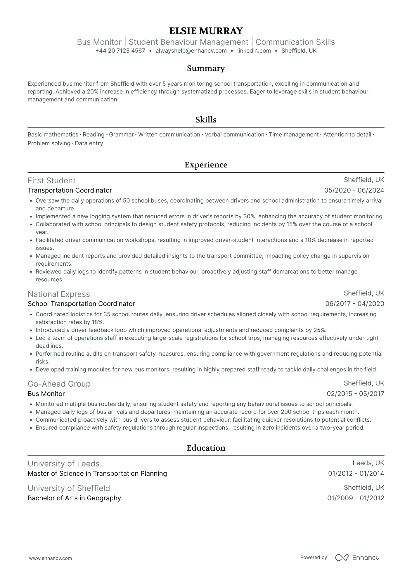 Bus Driver CV Examples & Guide for 2026