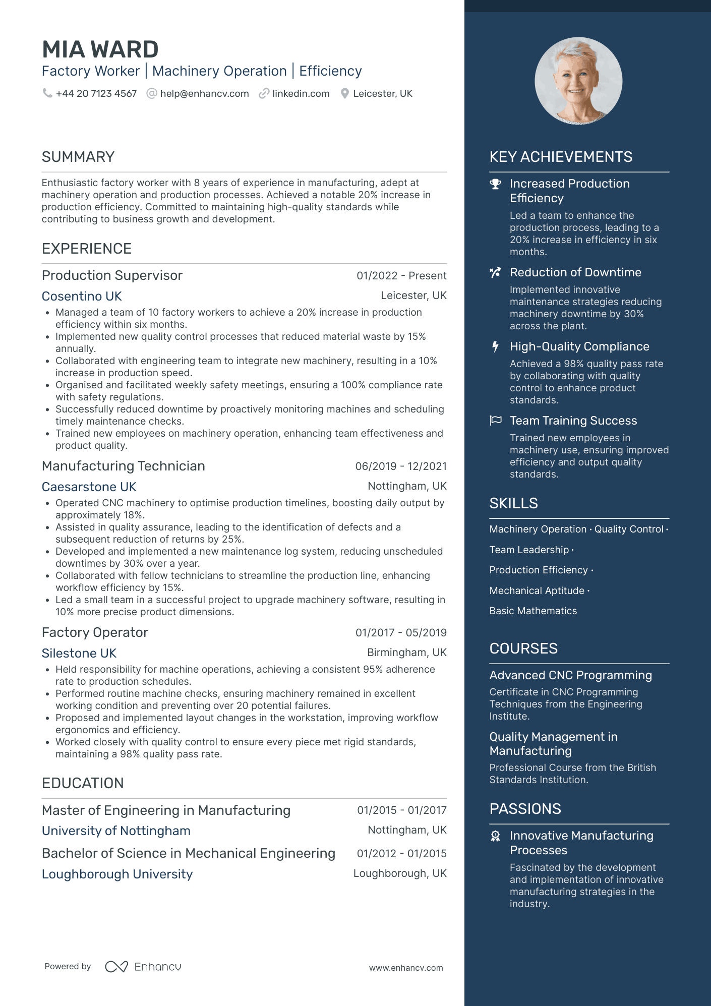 Factory Worker CV Examples & Guide for 2025