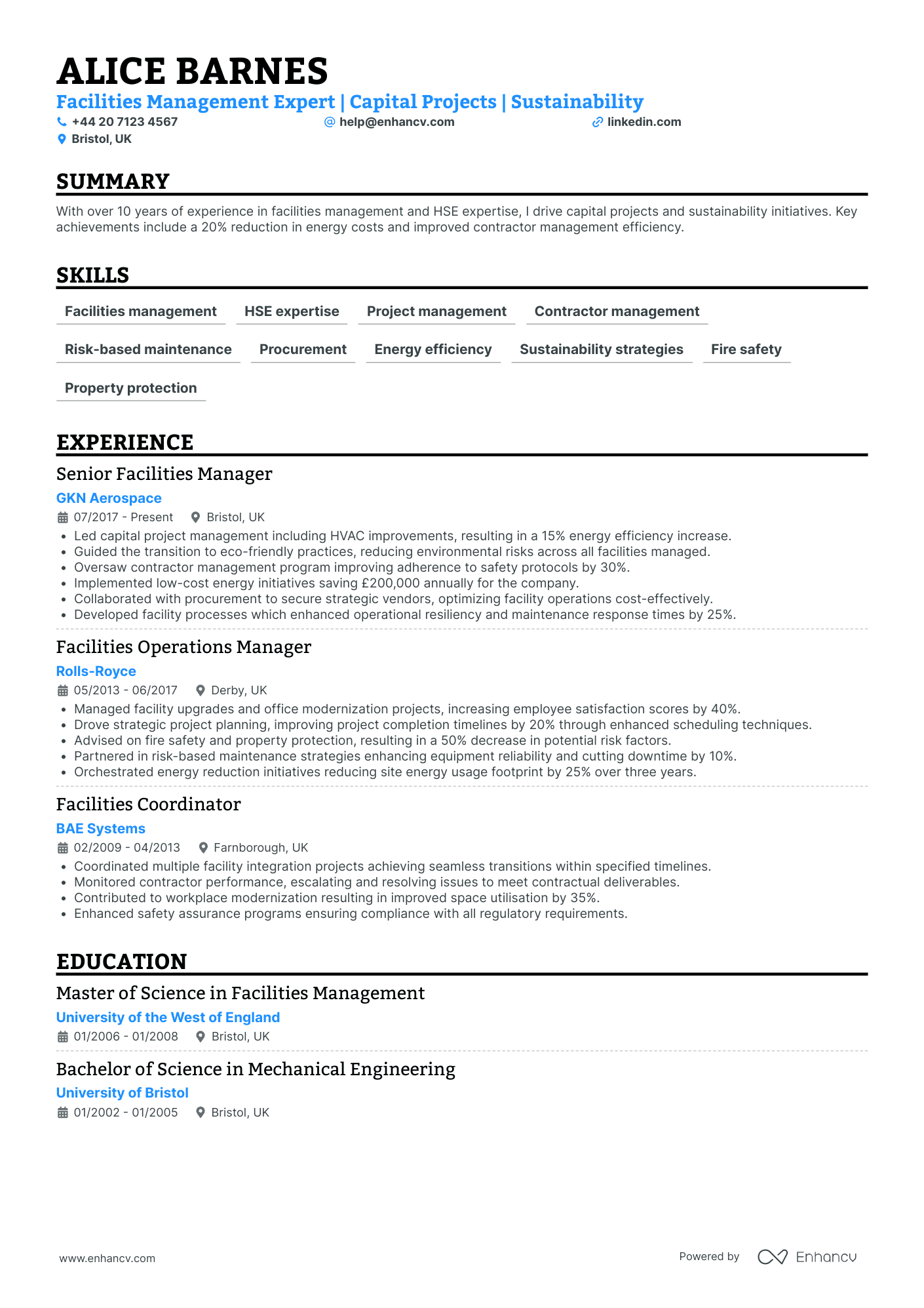 Facilities Manager CV Examples & Guide for 2026
