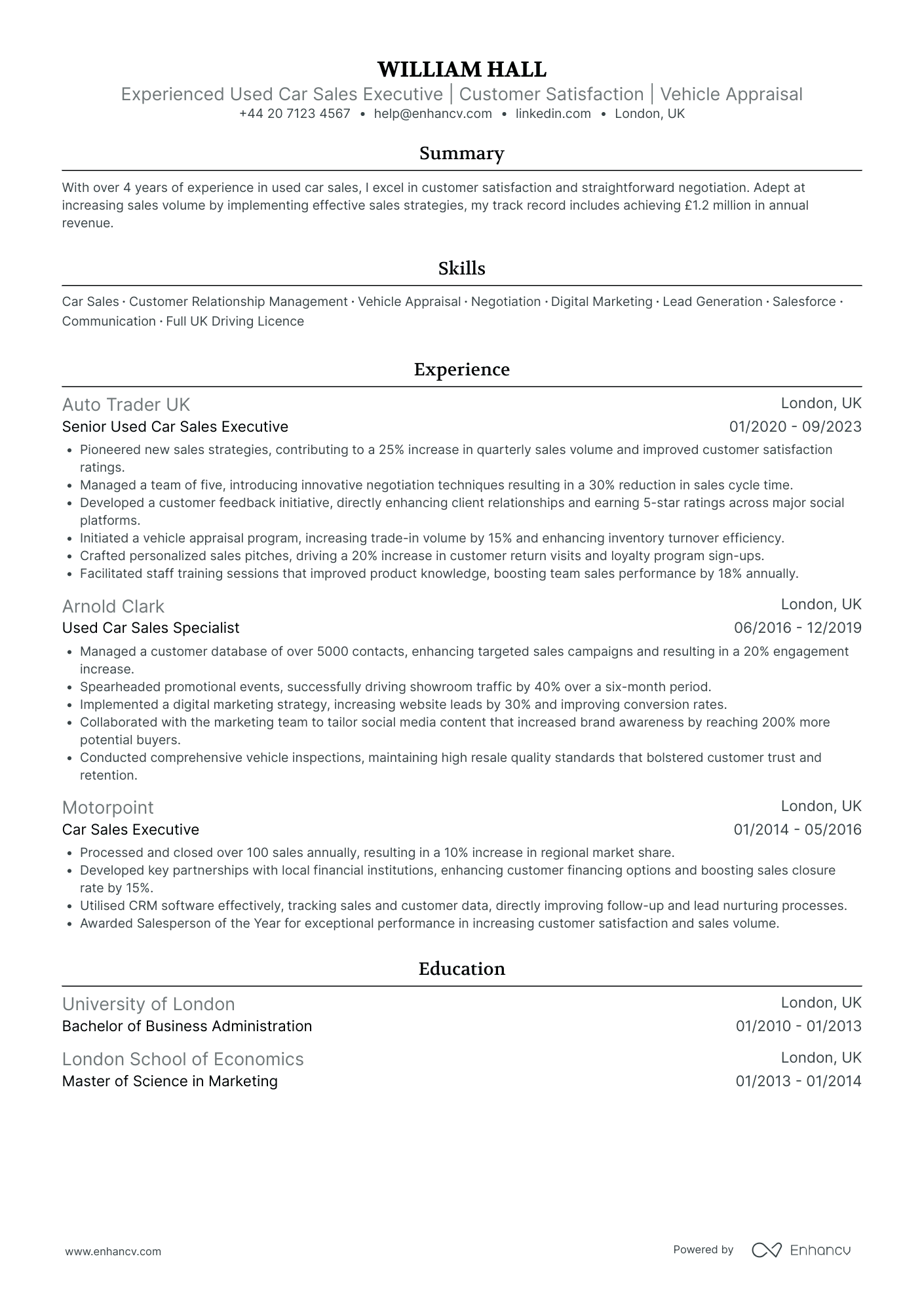 Car Salesman CV Examples & Guide for 2026