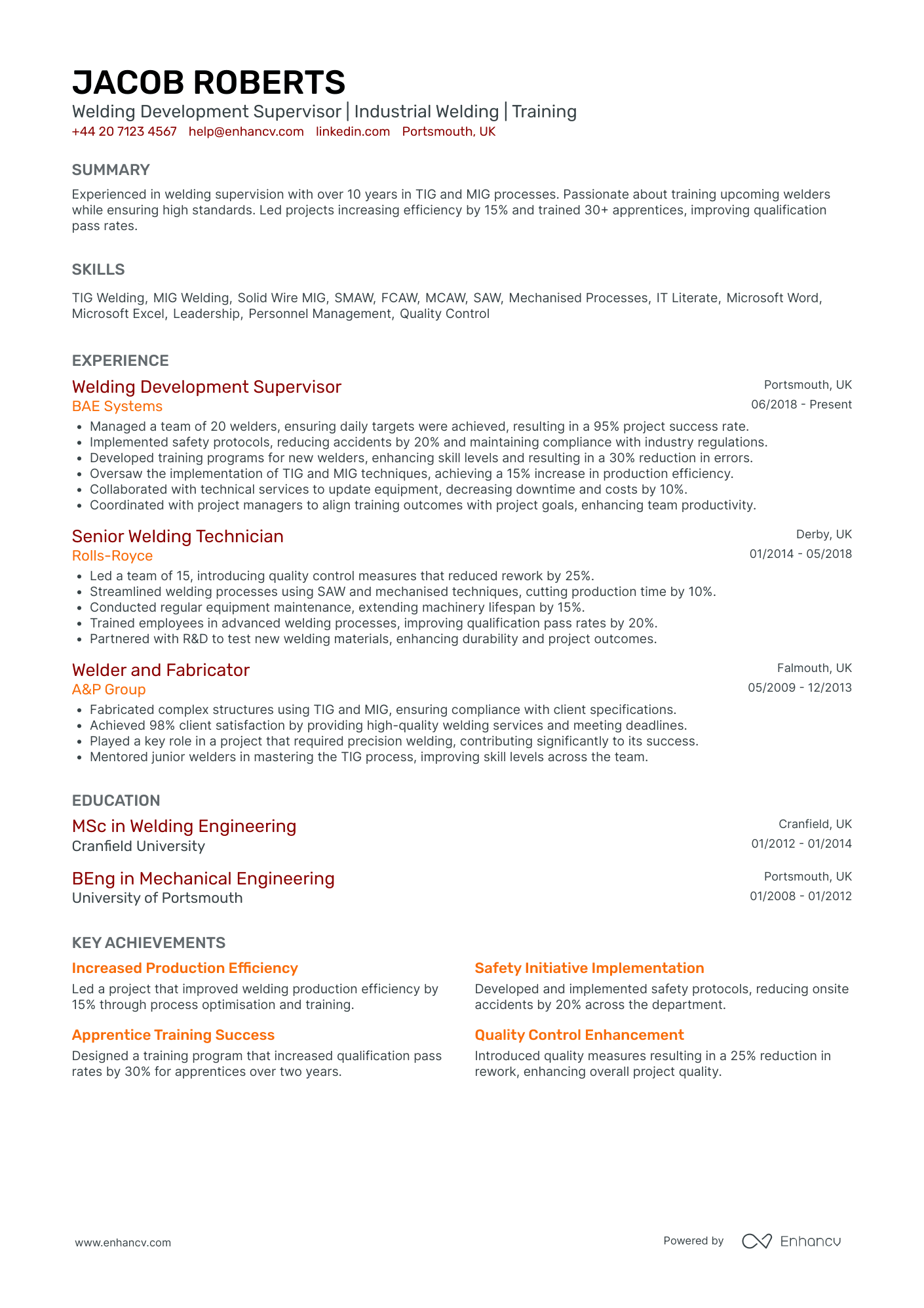 Welder CV Examples & Guide for 2026