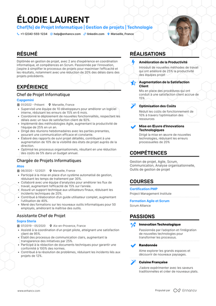 CV Chef de Projet Informatique : Nos Modèles 2026
