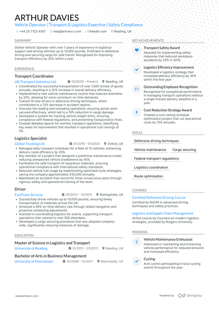 Truck Driver CV Examples & Guide for 2025