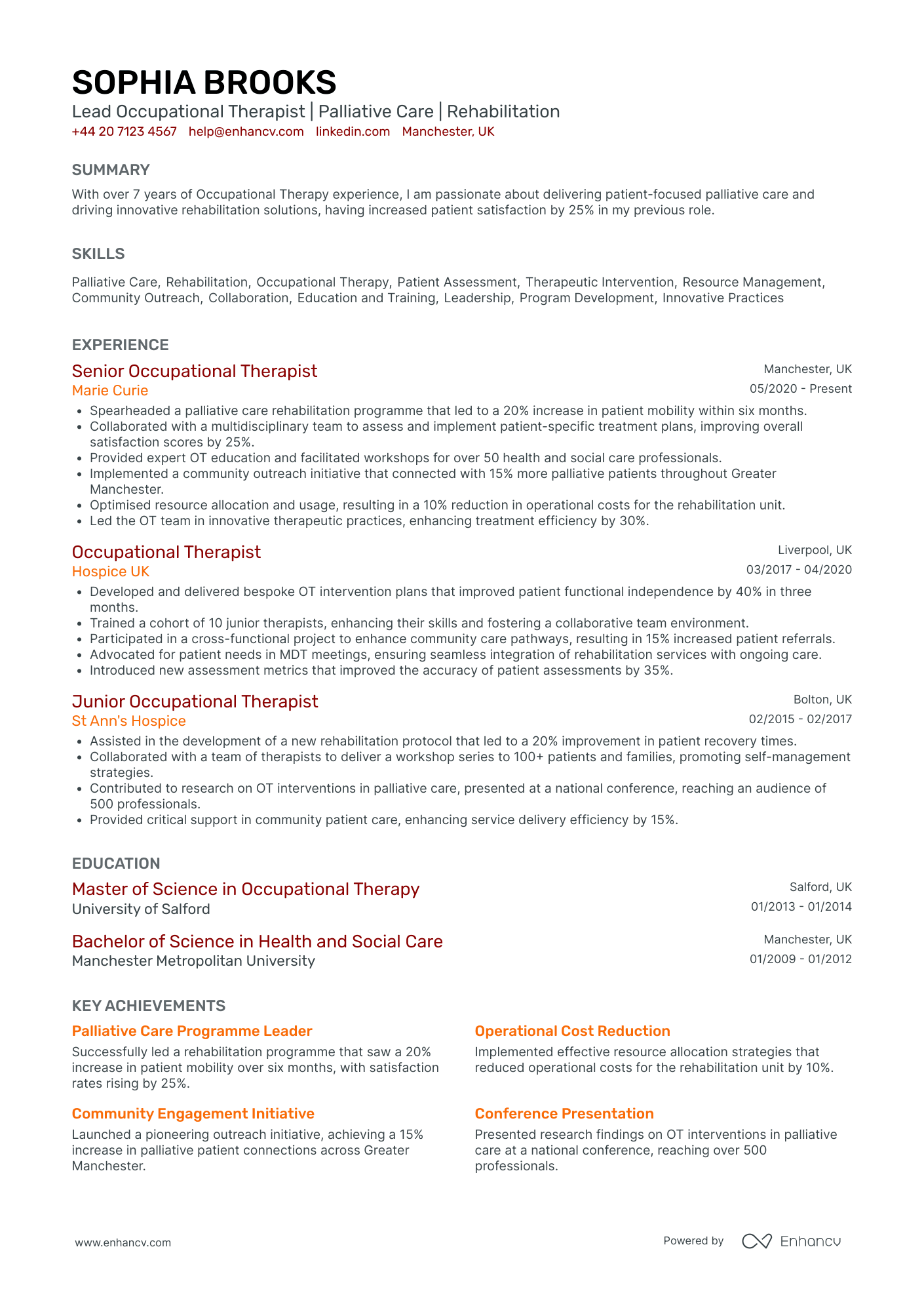 Occupational Therapist CV Examples & Guide for 2026