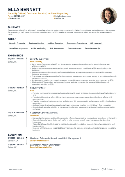 Security Guard CV Examples & Guide for 2026