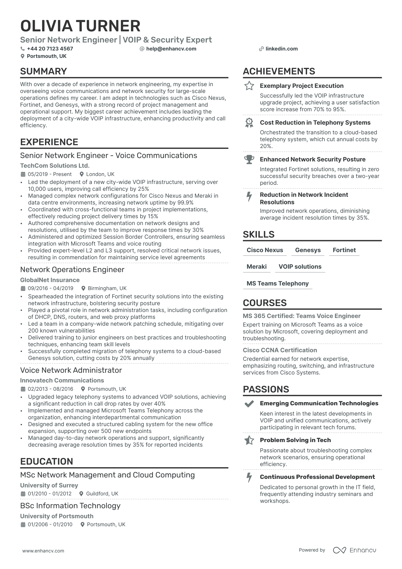 Network Engineer CV Examples & Guide for 2024