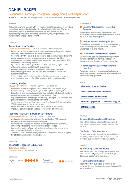 Mentor CV Examples & Guide for 2025