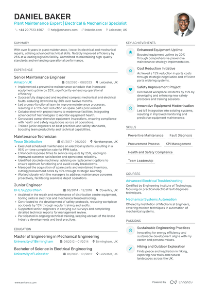 Maintenance Technician CV Examples & Guide for 2026