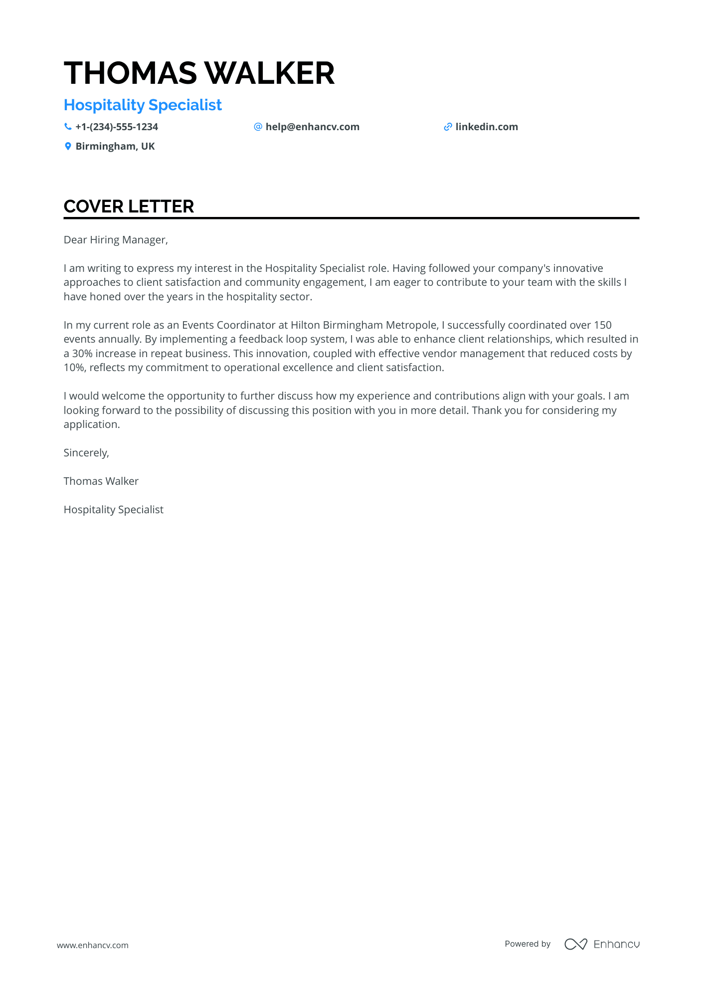 Hospitality Cover Letter Examples & Guide for 2026