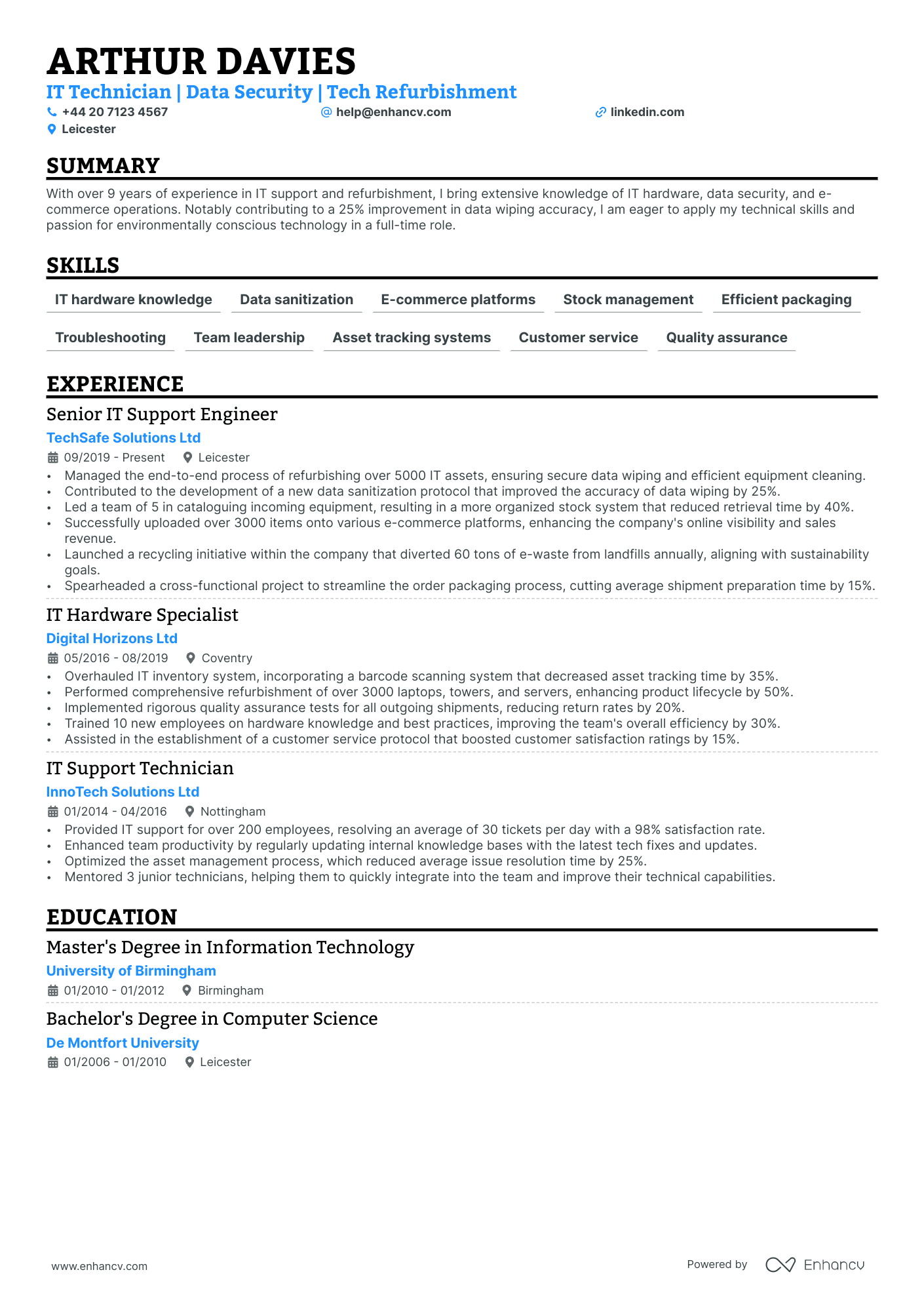 IT Technician CV Examples & Guide for 2025