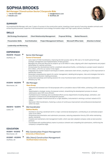 Bid Manager CV Examples & Guide for 2025