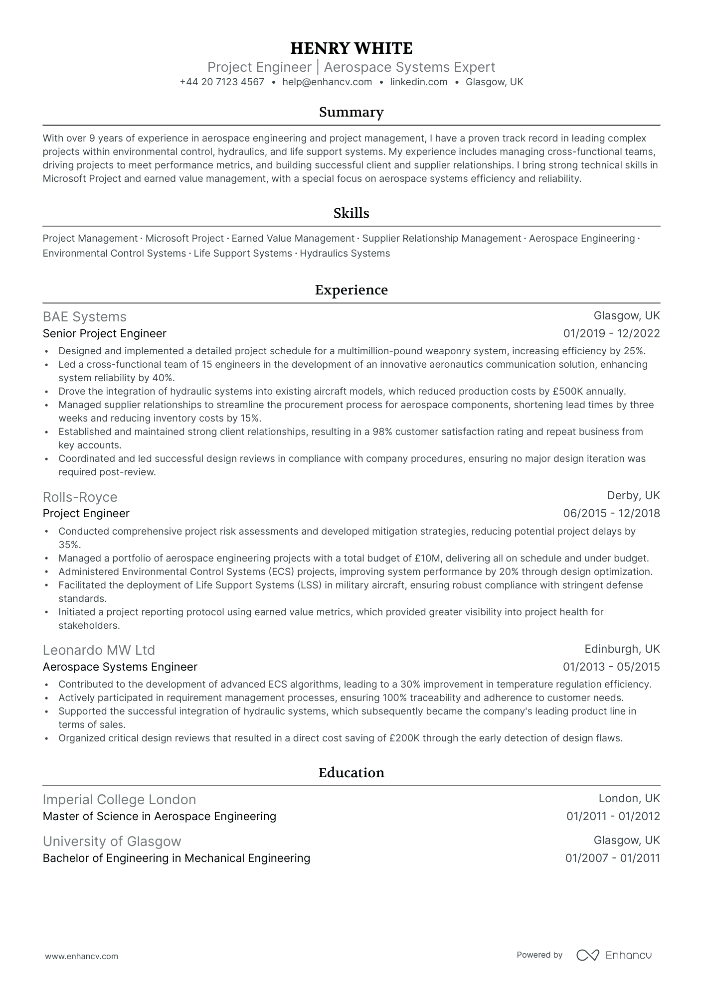 Aerospace Engineering CV Examples & Guide for 2025