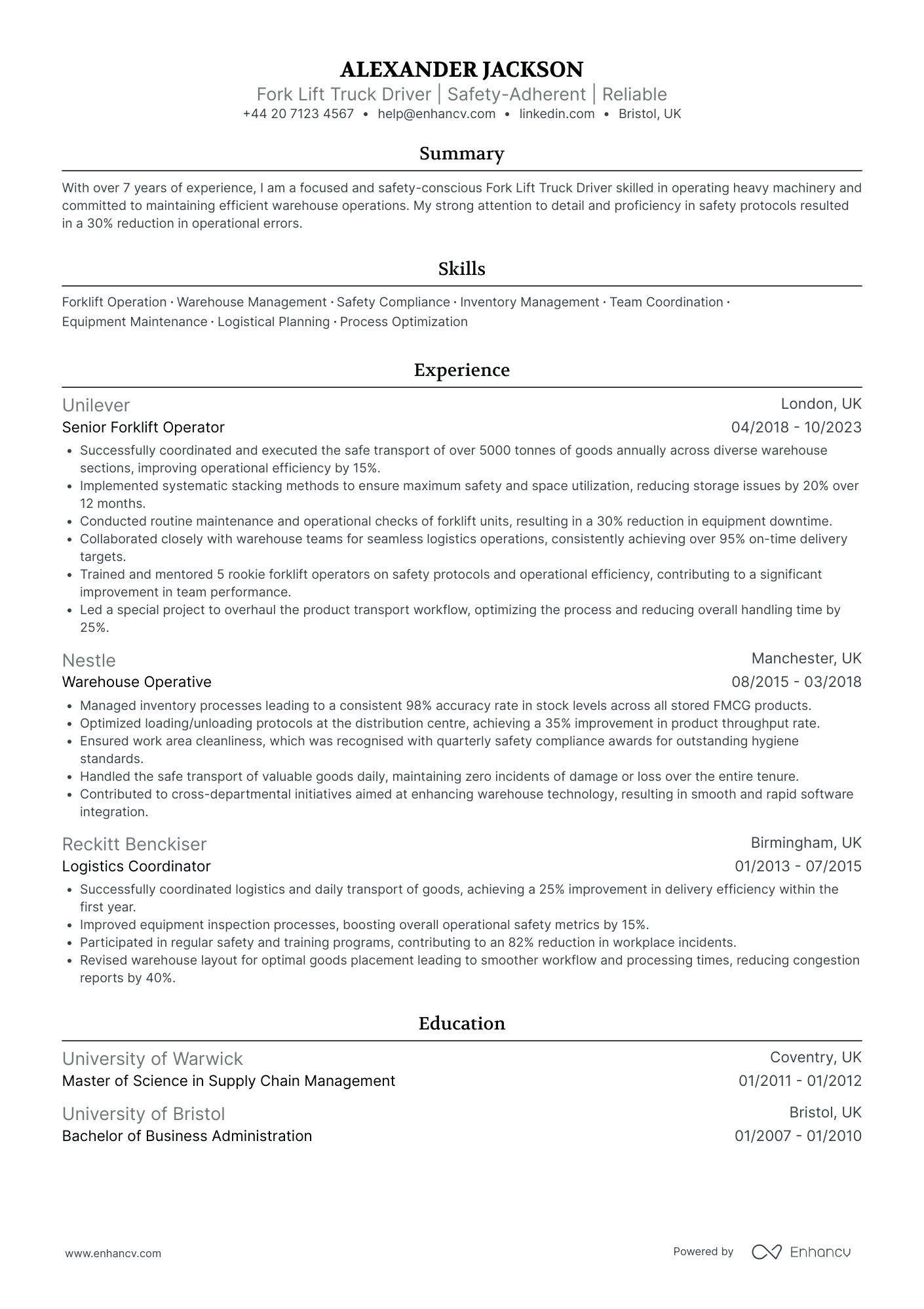 Driver CV Examples & Guide for 2026