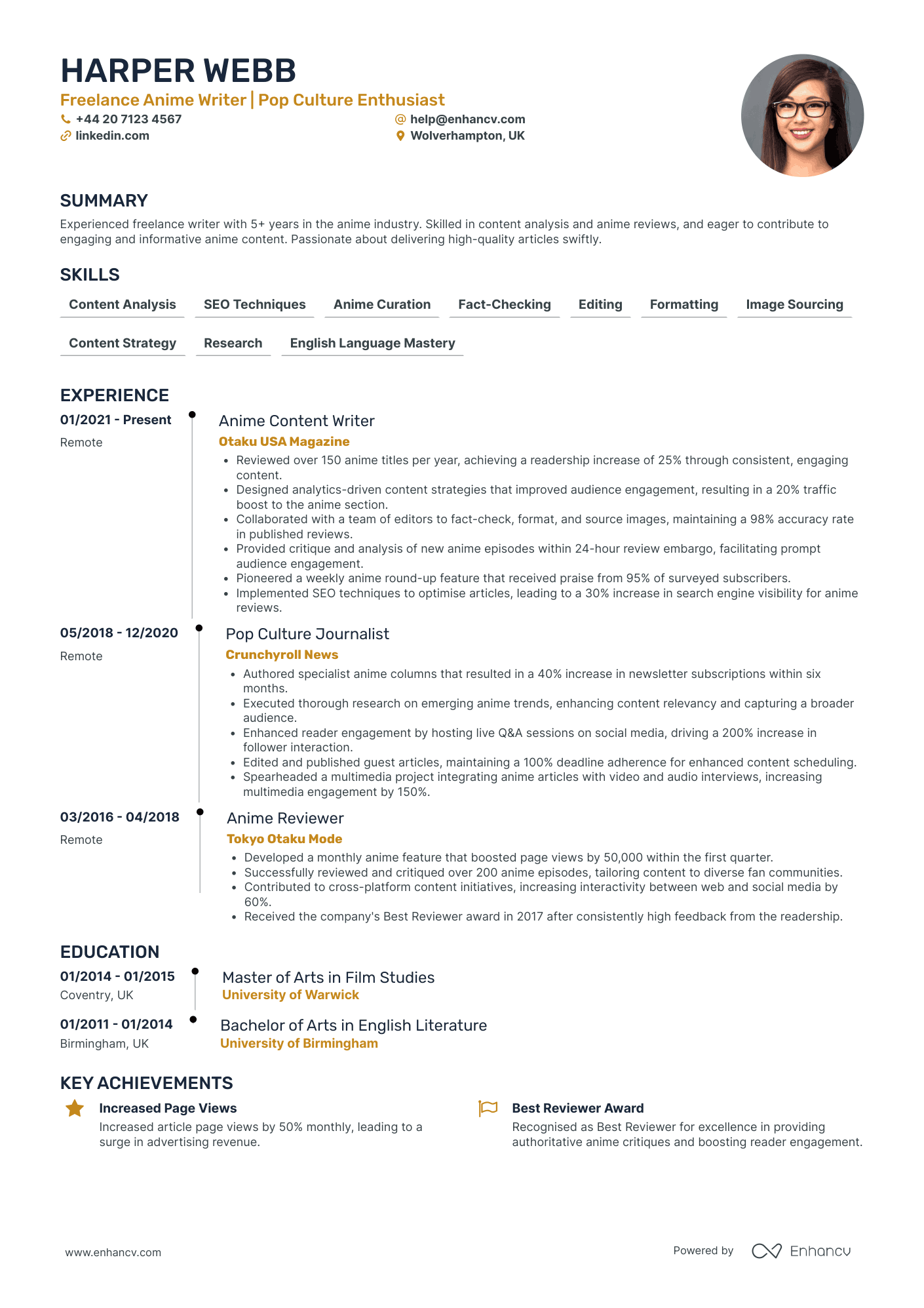 Film CV Examples & Guide for 2025