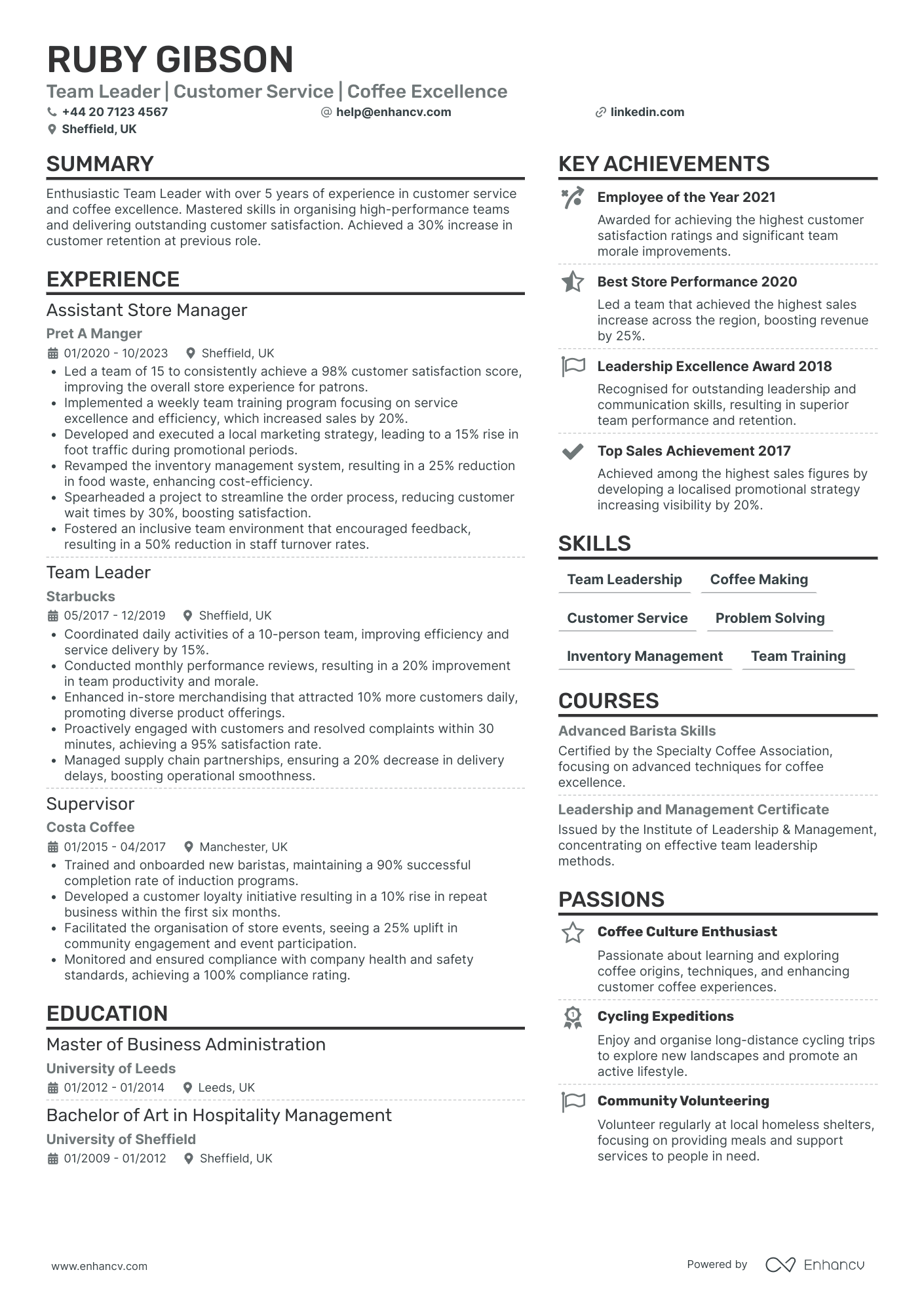 Barista CV Examples & Guide for 2026