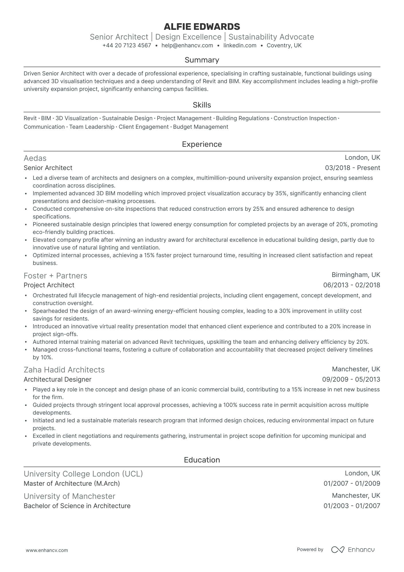 Architect CV Examples & Guide for 2025