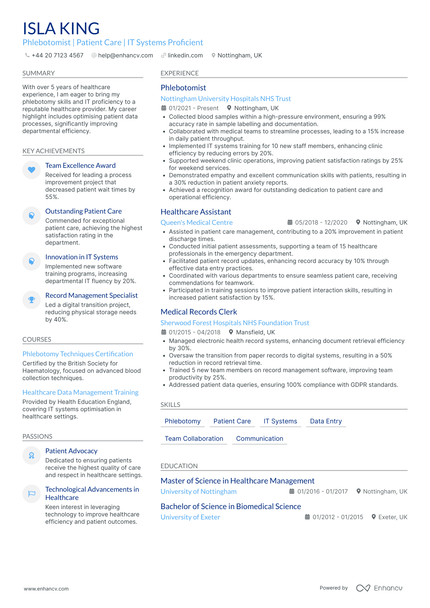 Phlebotomist CV Examples & Guide for 2026