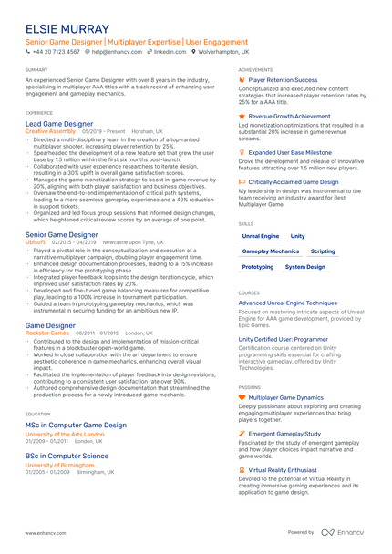 Game Design CV Examples & Guide for 2025