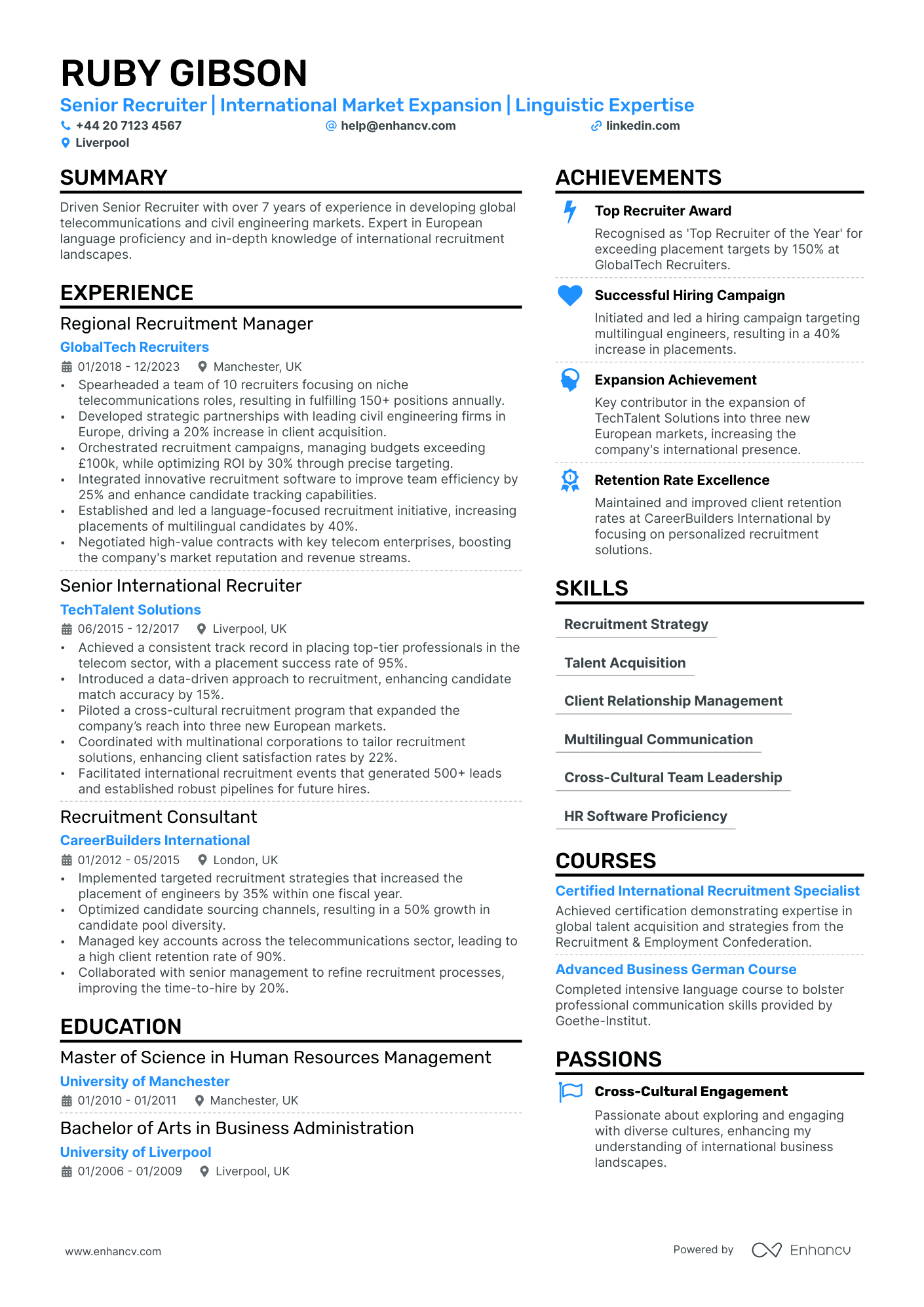 Recruitment Consultant CV Examples & Guide for 2024