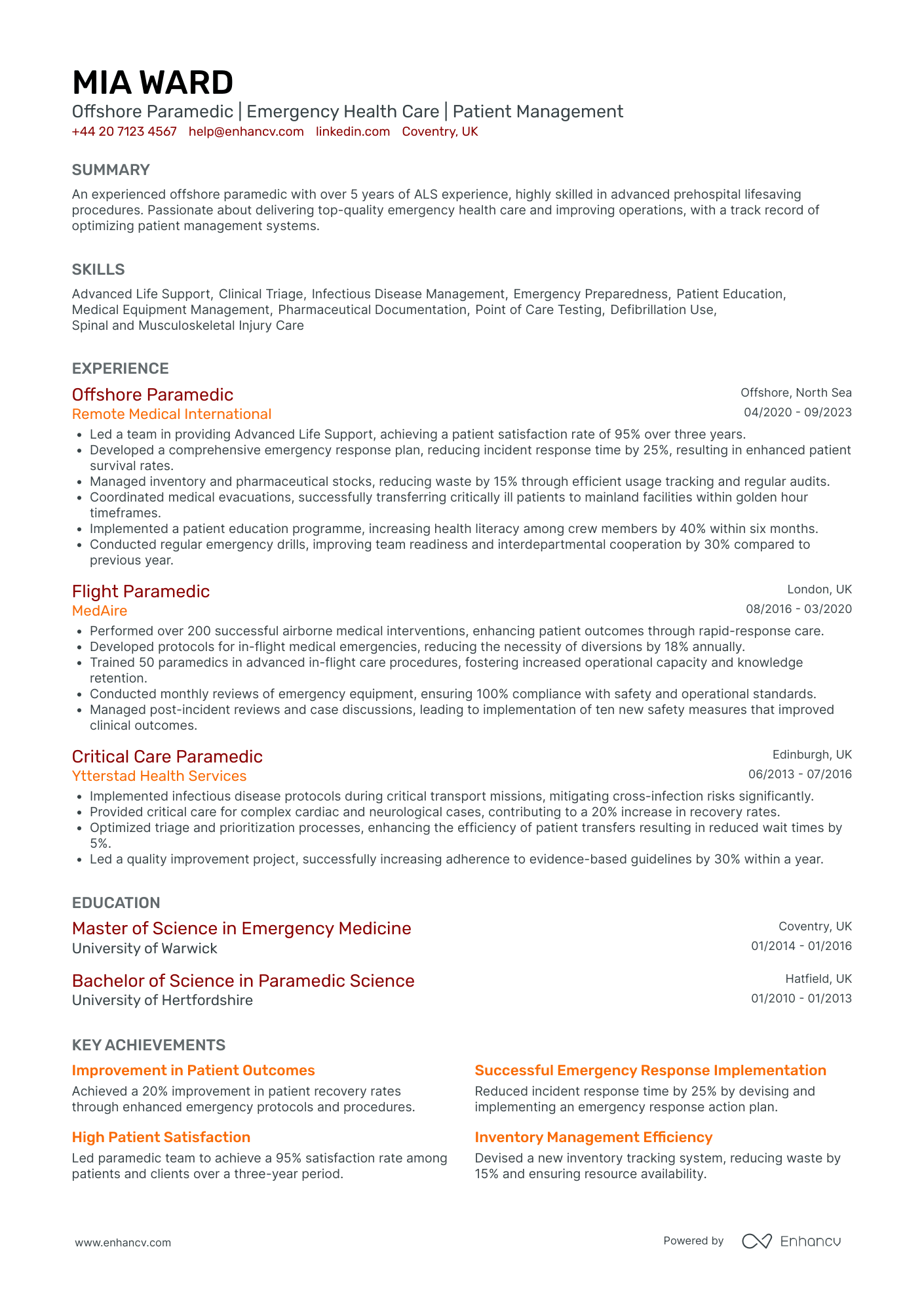 Paramedic CV Examples & Guide for 2025