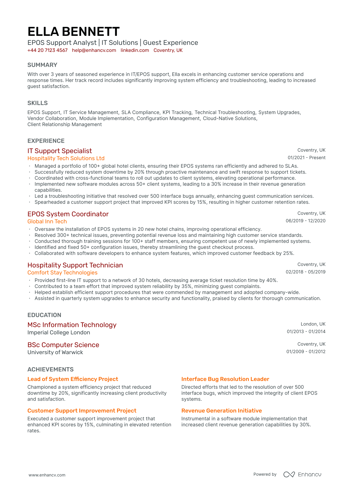 IT Support CV Examples & Guide for 2025