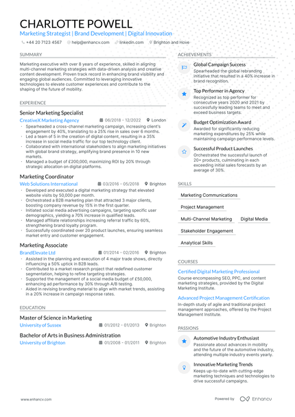 Marketing Executive CV Examples & Guide for 2025