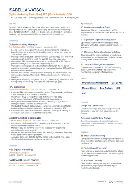 Digital Marketing CV Examples & Guide for 2025