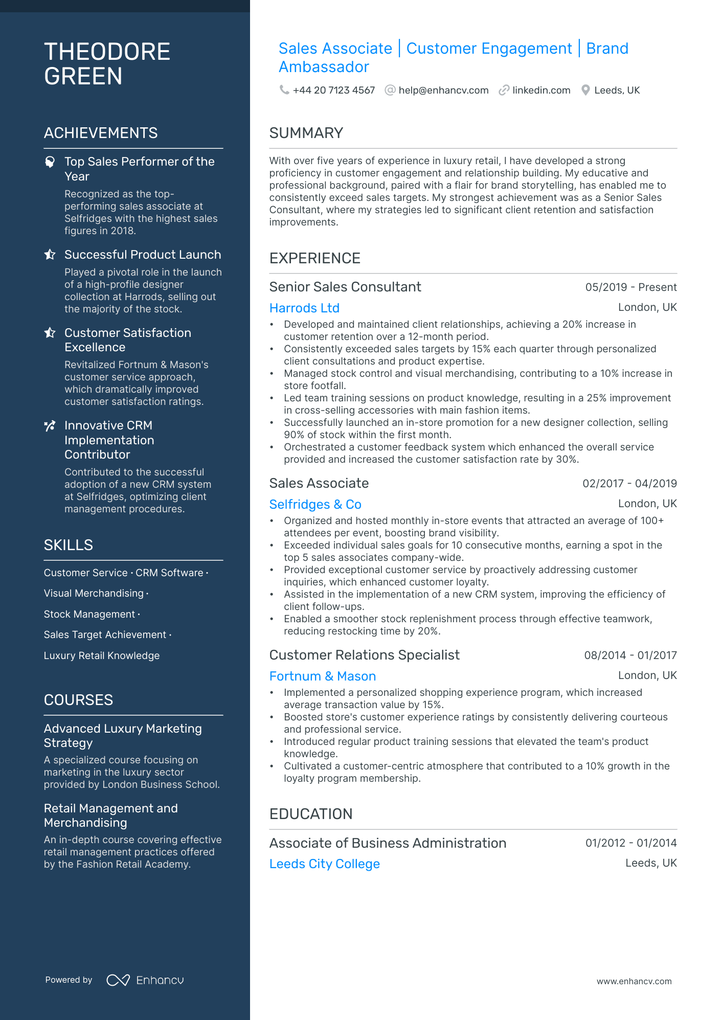 Luxury Retail CV Examples & Guide for 2025