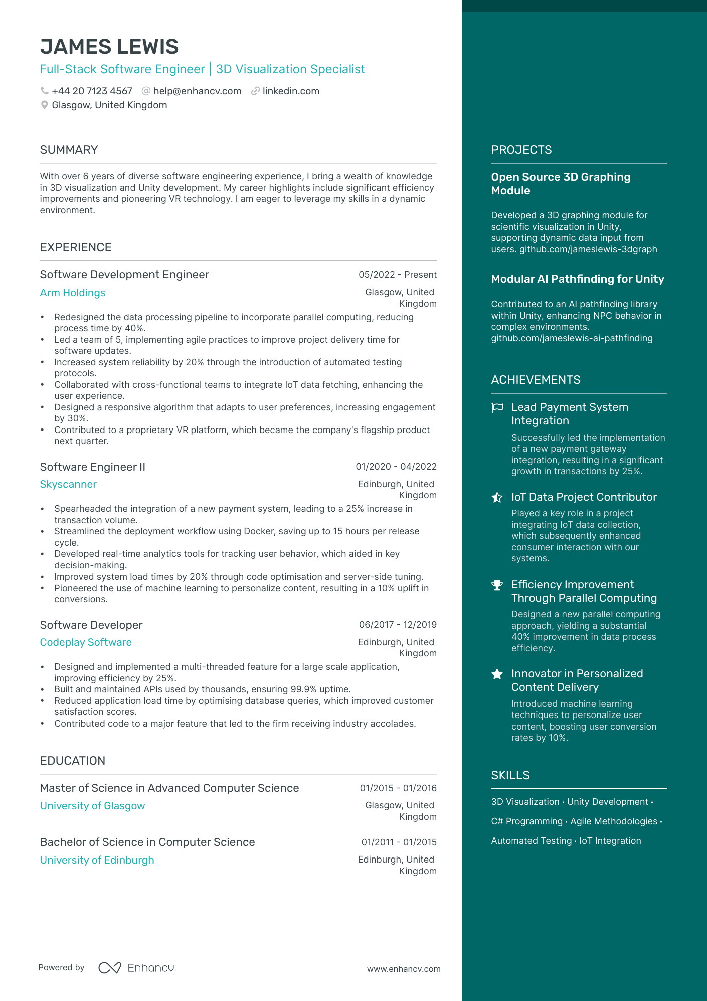 Software Engineer Intern CV Examples & Guide for 2025