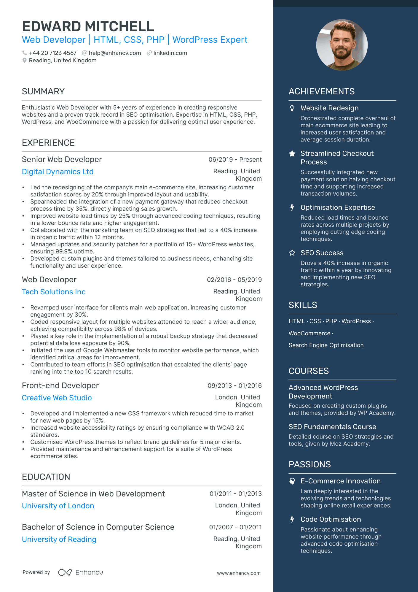 Web Developer CV Examples & Guide for 2025