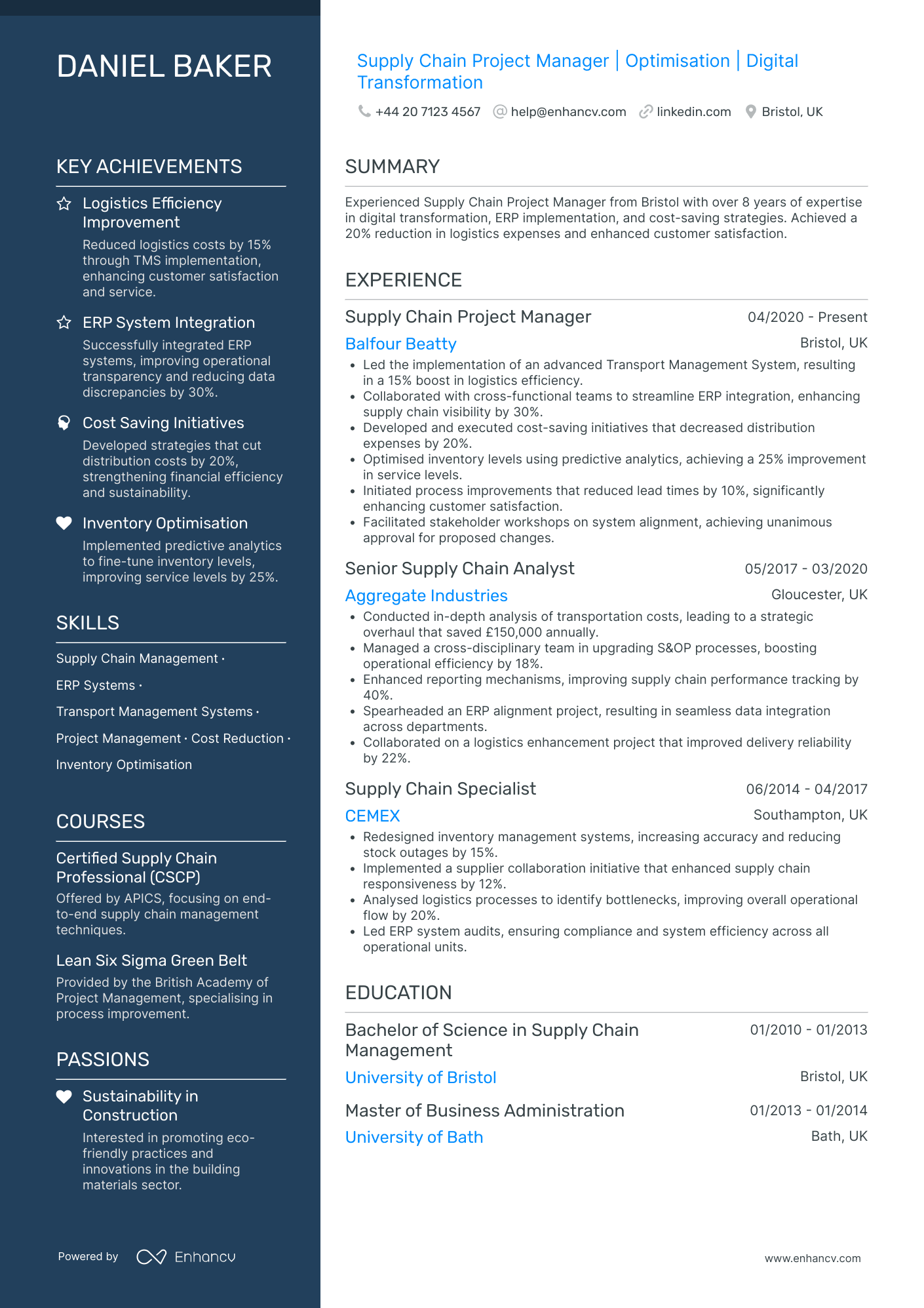 Supply Chain Manager CV Examples & Guide for 2026