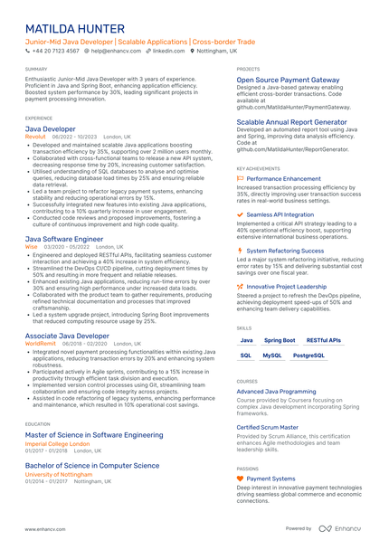 Java Developer CV Examples & Guide for 2025