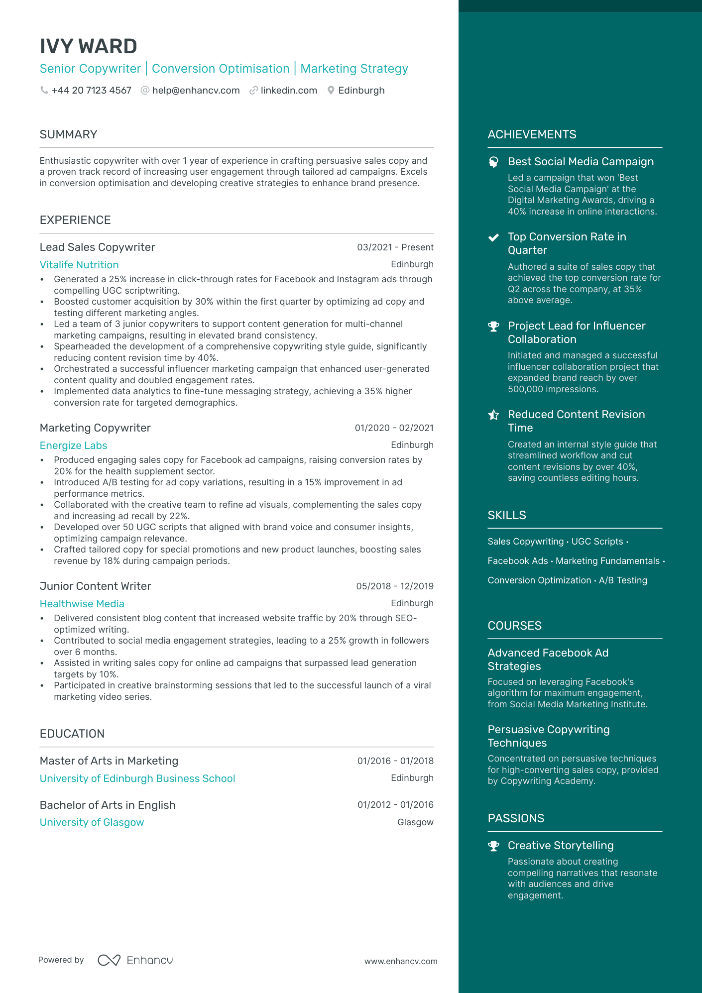 Copywriter CV Examples & Guide for 2025