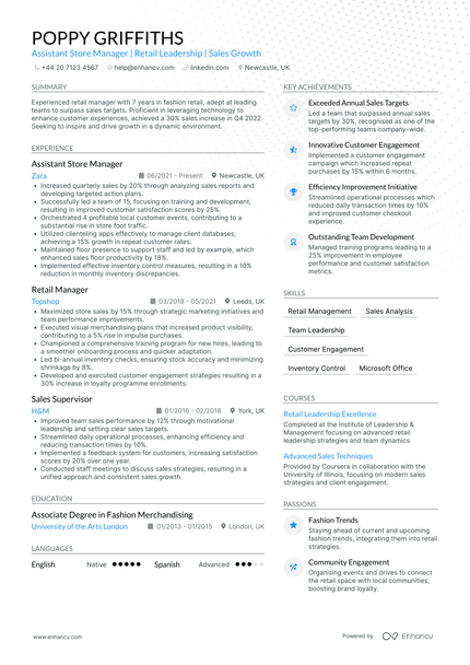 Retail Assistant Manager CV Examples & Guide for 2026