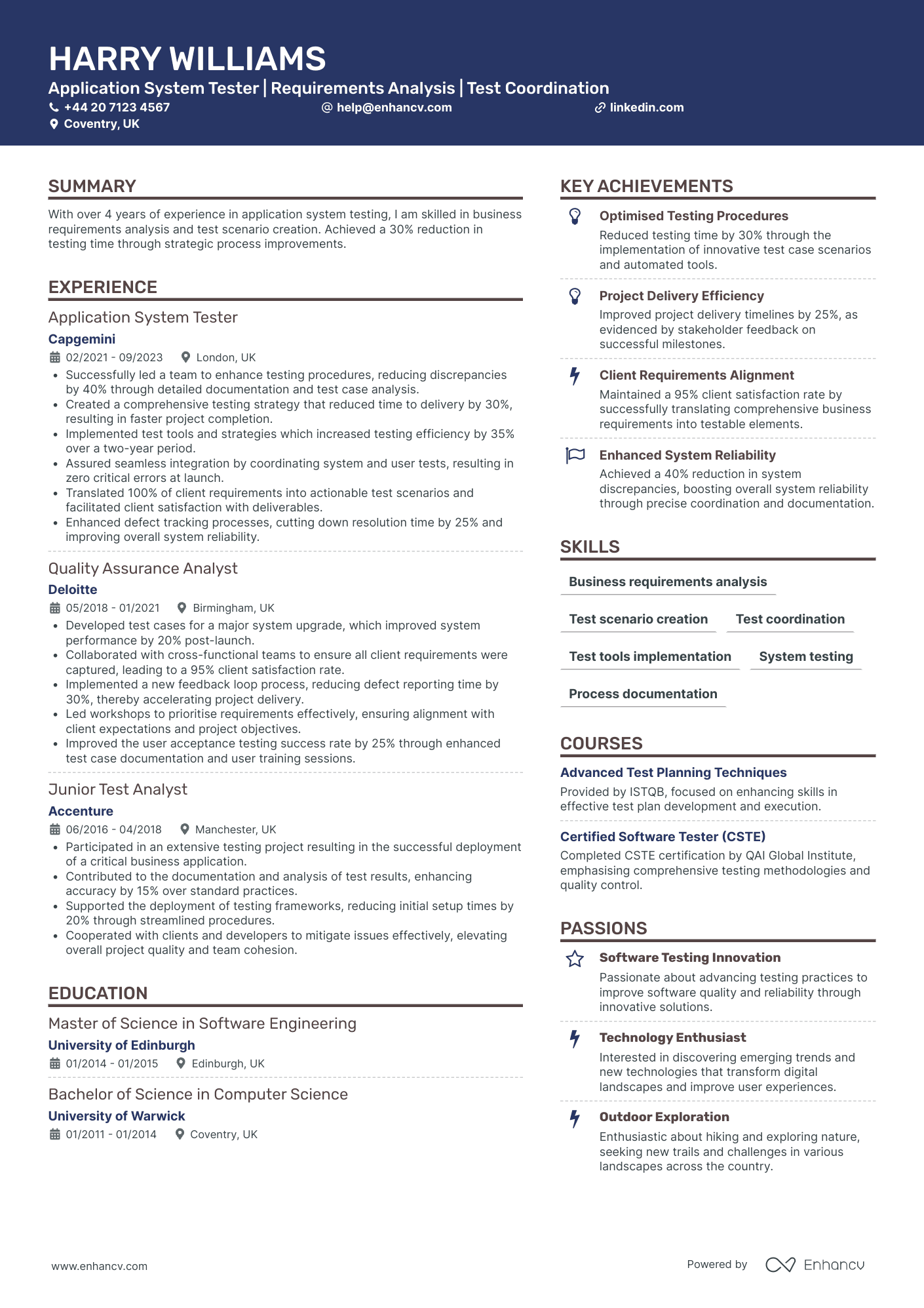 QA Tester CV Examples & Guide for 2025