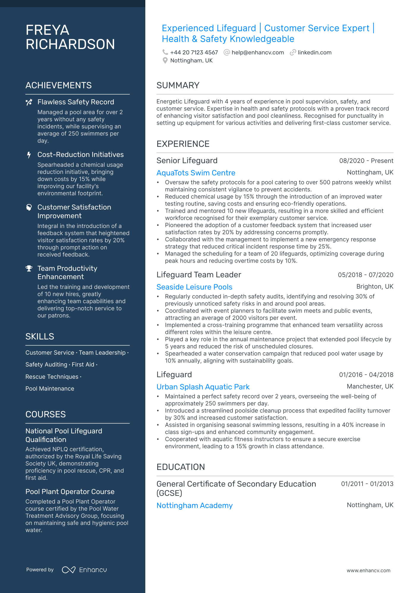Lifeguard CV Examples & Guide for 2025