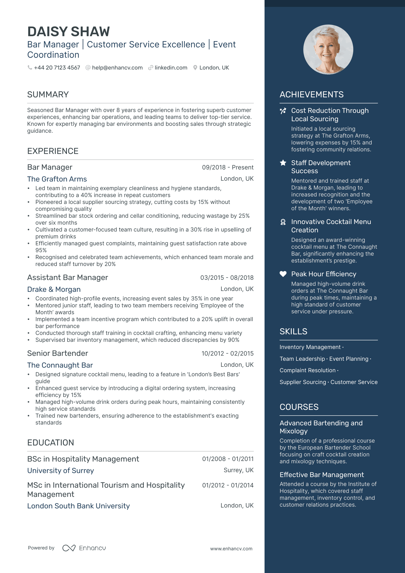 Bar Manager CV Examples & Guide for 2025